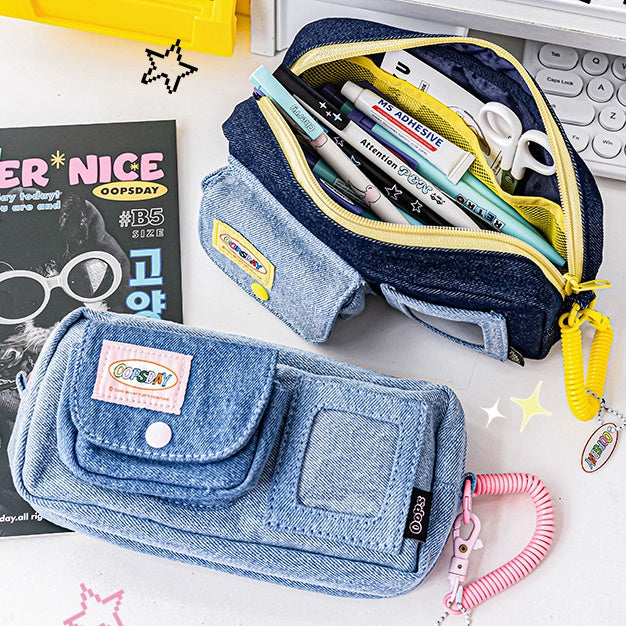 Vintage Contrast Color Telephone Wire Denim Pen Case – ColoringMarkerSelect